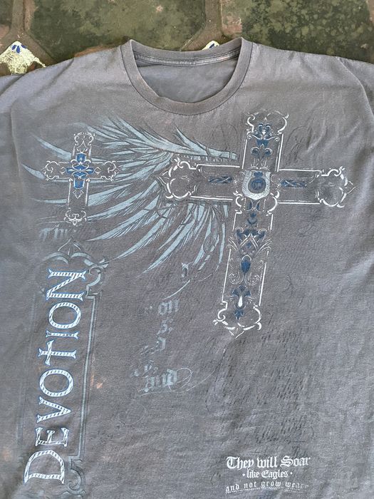 Affliction Devotion Grey Cross Tee | Grailed