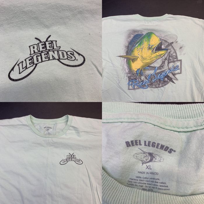 Reel Legends Mens Reel Legends Shirt Green XL Fishing Outdoors Logo ...