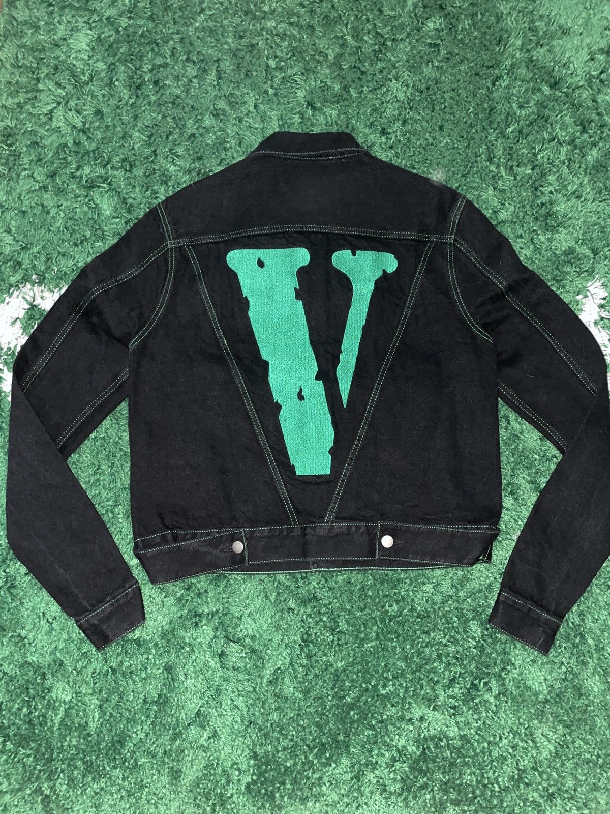 Vlone *RARE* VLONE FRIENDS GREEN DENIM JACKET SMALL | Grailed
