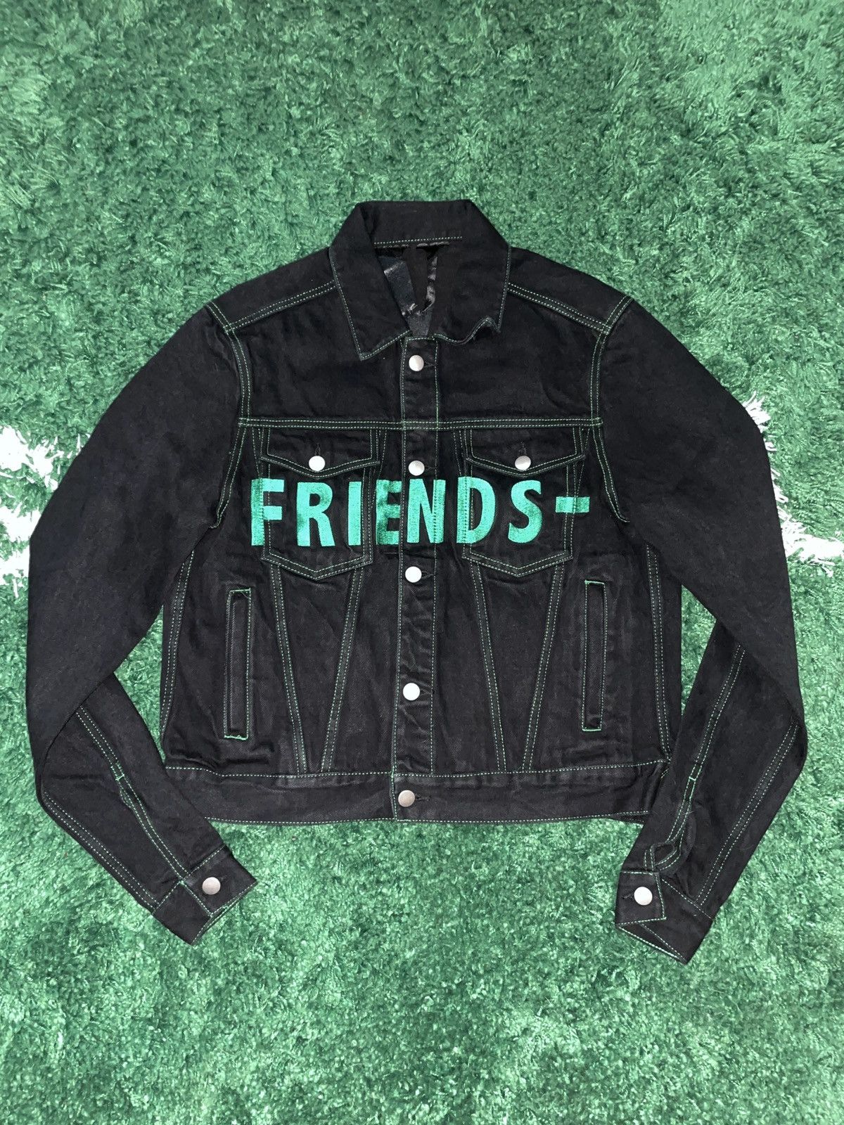 Vlone *RARE* VLONE FRIENDS GREEN DENIM JACKET SMALL | Grailed