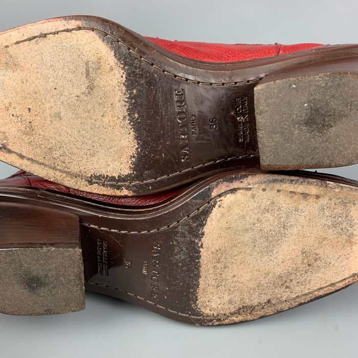 Sartore Red Leather Pointed Toe Cowboy Boots | Grailed