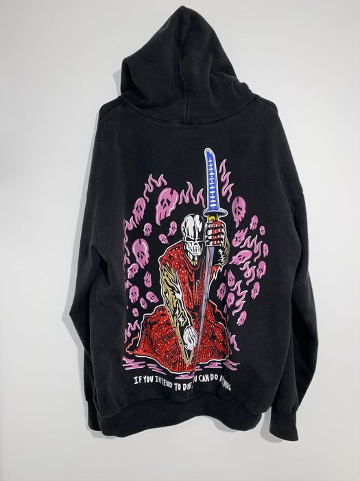 Warren Lotas WARREN LOTAS Pink Skulls Puff Print Samurai Hoodie | Grailed