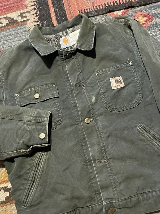 Vintage Vintage carhartt Aztec lined Detroit chore workwear jacket ...