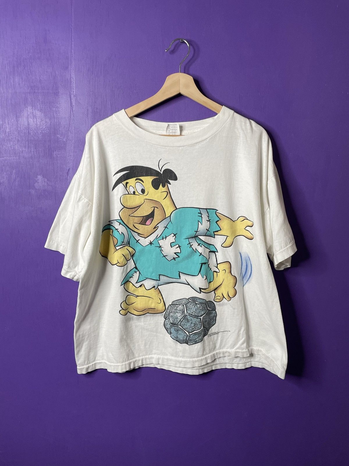 Vintage Vintage Fred Flintstone toe stub big print t-shirt | Grailed