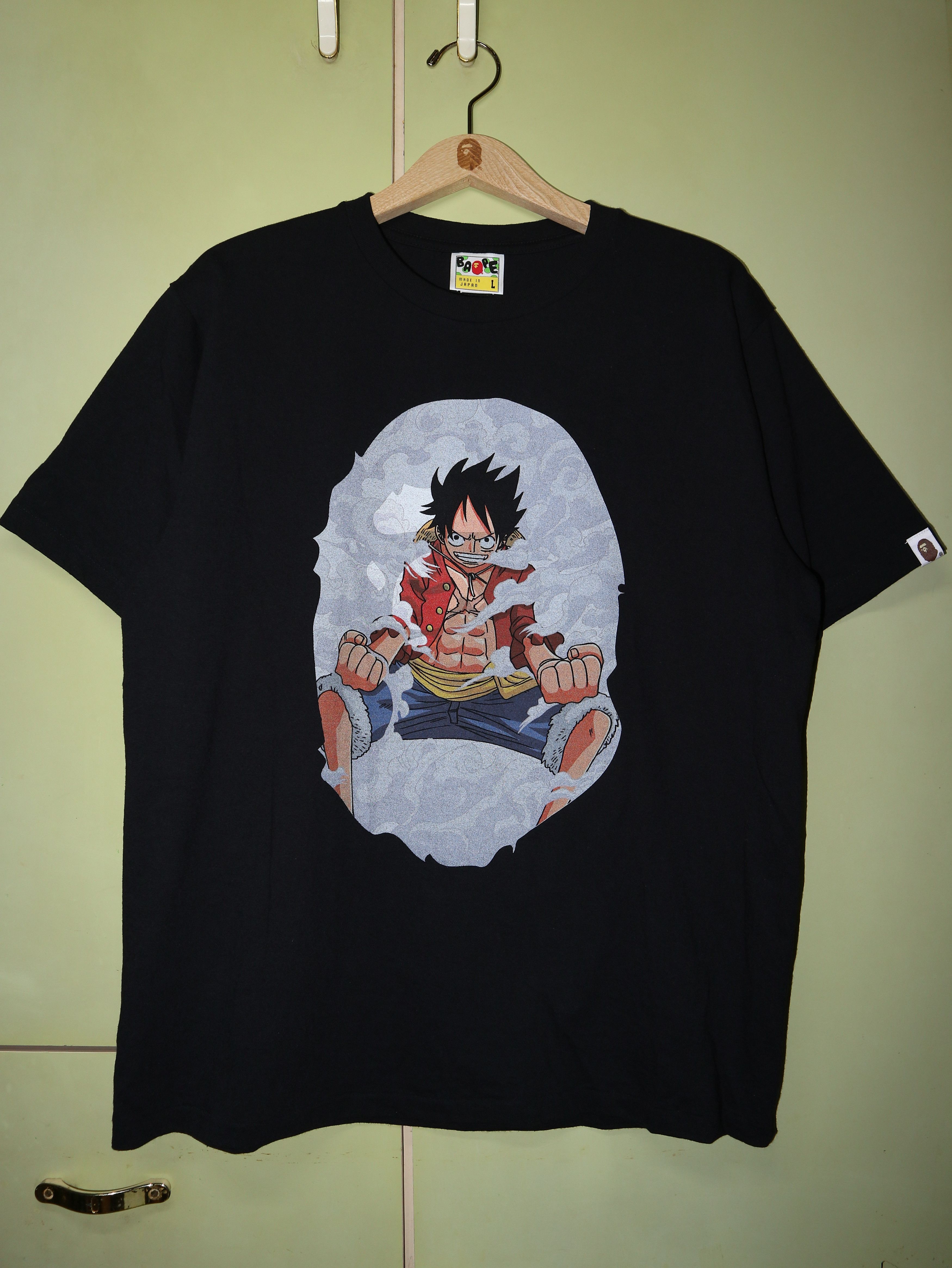 Bape × One Piece Bape x One Piece Gear 2 Gear Second Luffy Ape Head Tee ...