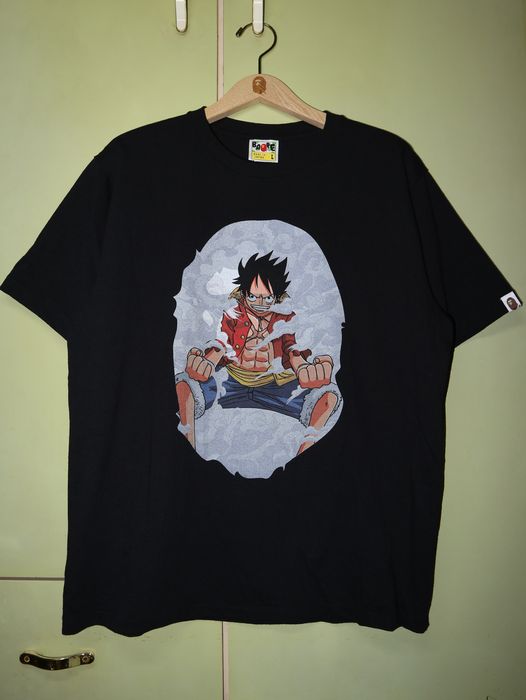 Bape Bape x One Piece Gear 2 Gear Second Luffy Ape Head Tee | Grailed