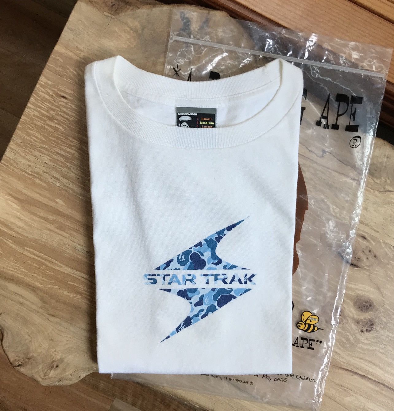 Bape × Pharrell BBC x Bape x Pharrell Blue Camo Star Trak Tee M #478 ...