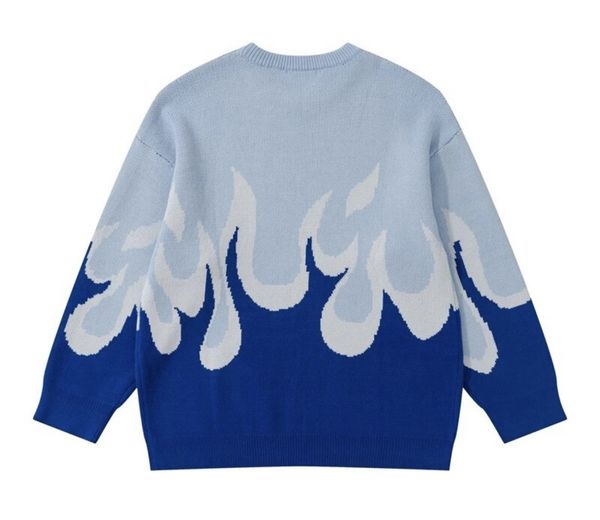 Designer Knit Flames Graphic Oversized Wool Sweater | Grailed