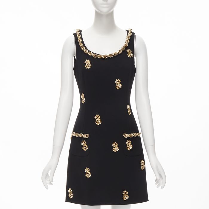 Moschino new MOSCHINO Couture! 2019 Runway gold crystal dollar sign ...