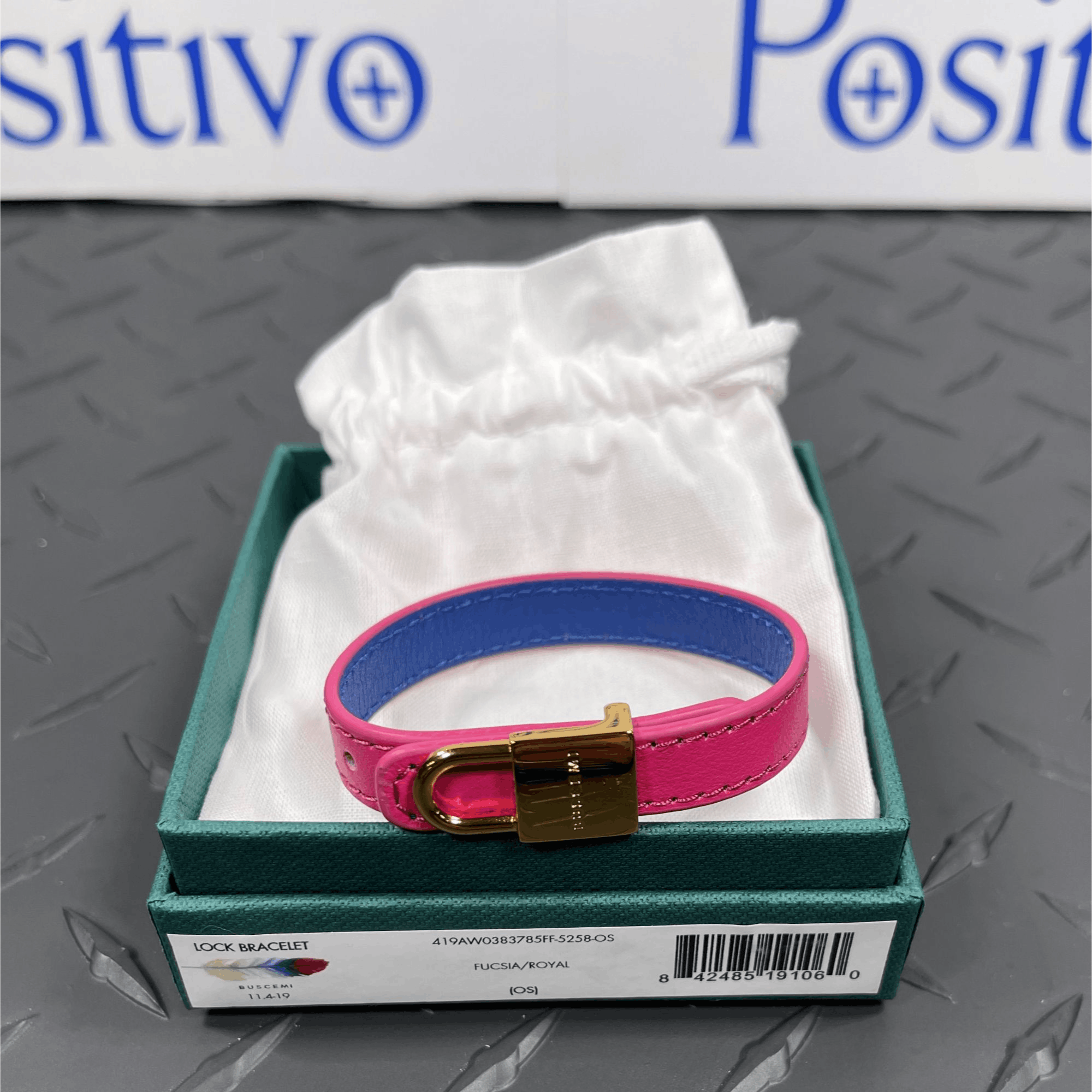 Buscemi Buscemi Lock Bracelet Fucsia/Royal Leather | Grailed