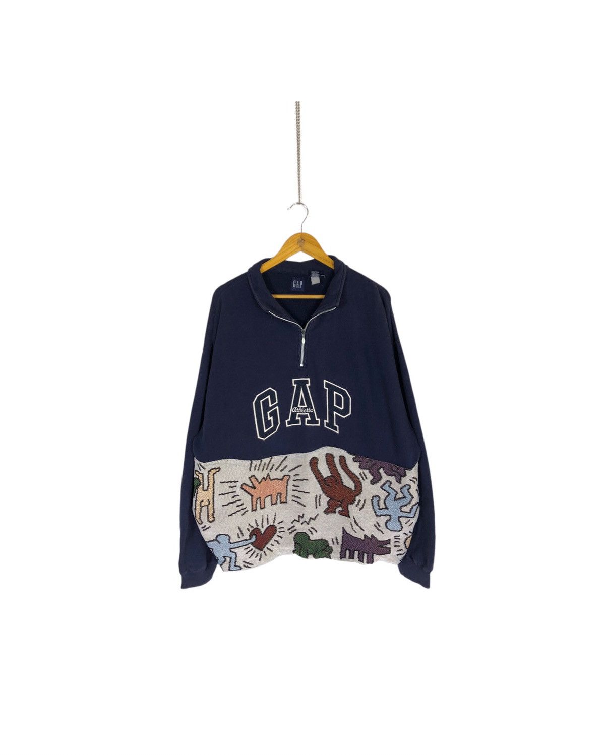 Gap × Keith Haring 1/1 Vintage GAP Keith haring tapestry half zipper ...