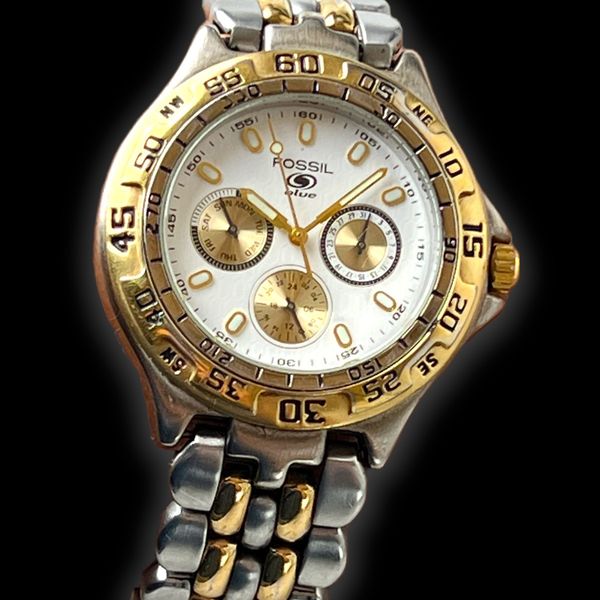 Fossil Fossil Blue Men’s Two Tone Watch BQ8774 White Dial 50 Meter ...