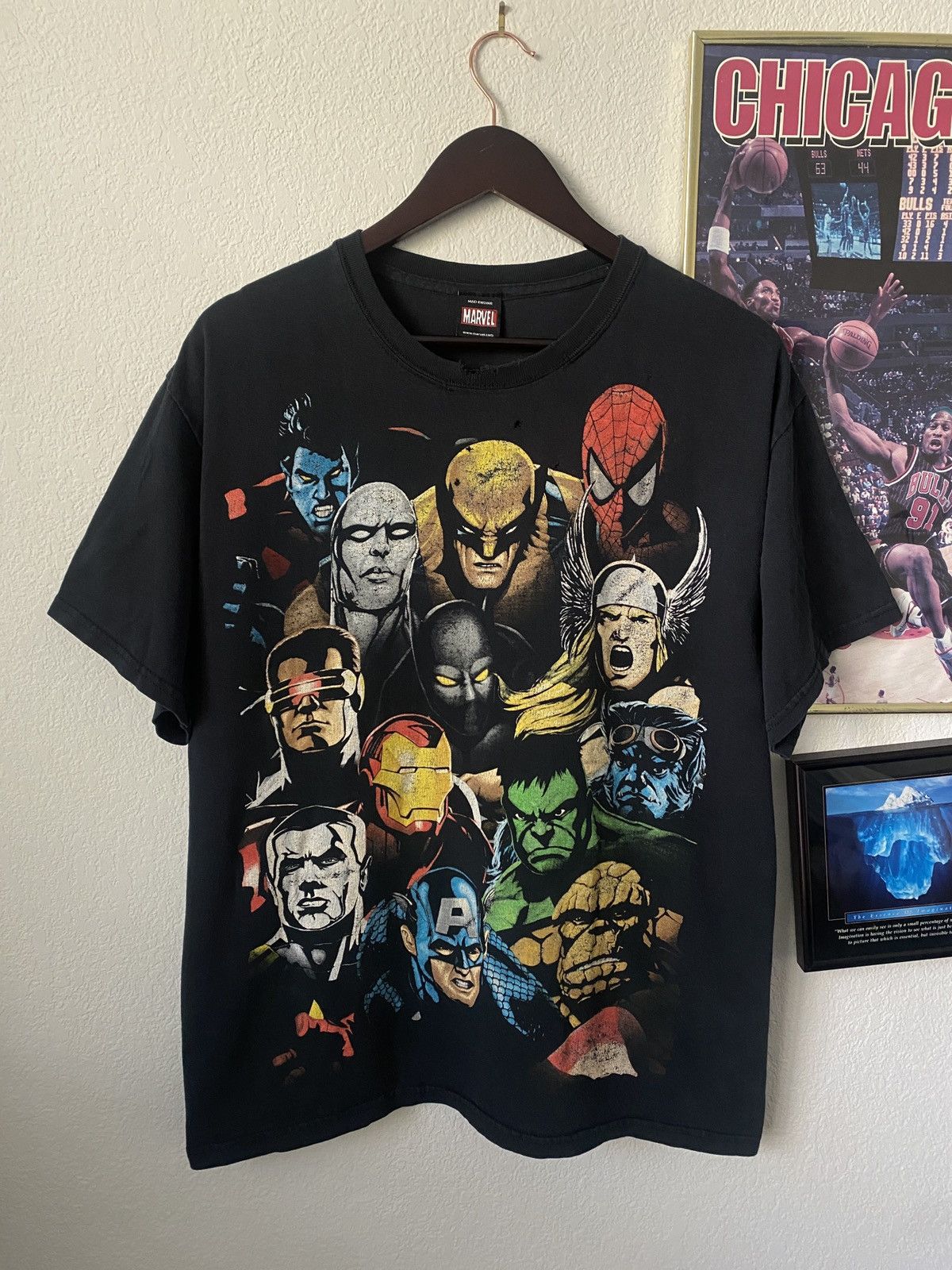 Vintage Fade 2000 Marvel Mad Engine Hero Shirt Beast Hulk Cyclops | Grailed