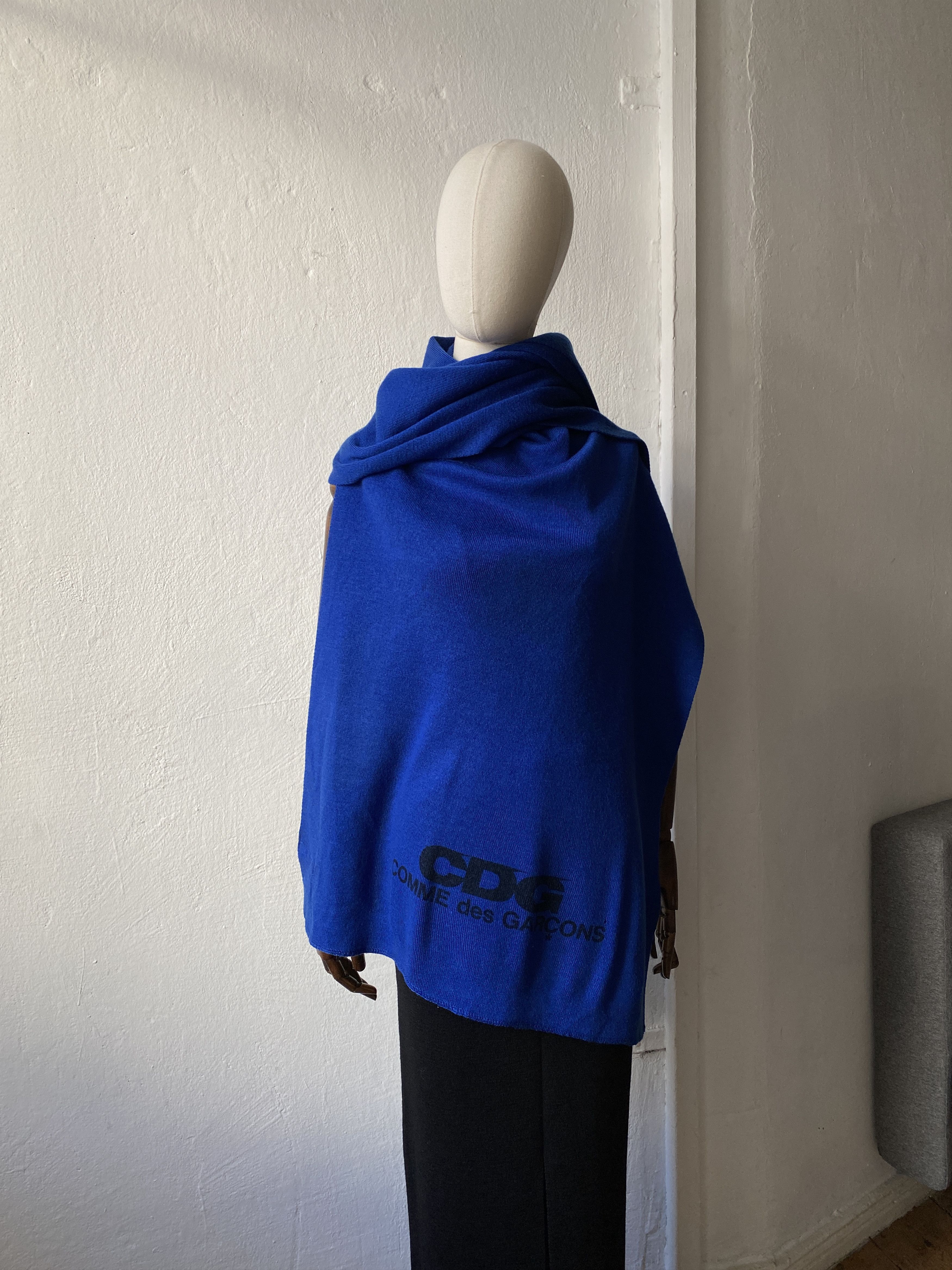 Comme des Garcons Comme des Garcons x GDS Logo Big Blue Poncho Scarf ...