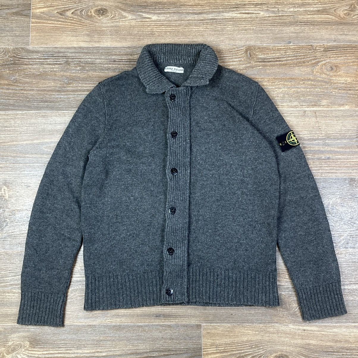 Stone Island Vintage Stone Island zip buttons grey wool sweater pullover | Grailed