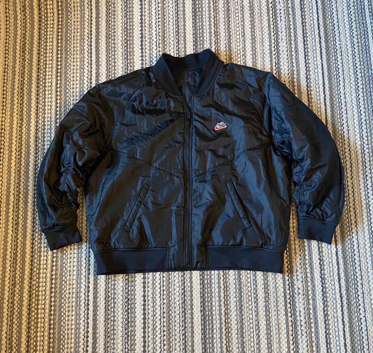 Nike × Streetwear Y2K Nike Reversible Black Bomber Jacket | Grailed