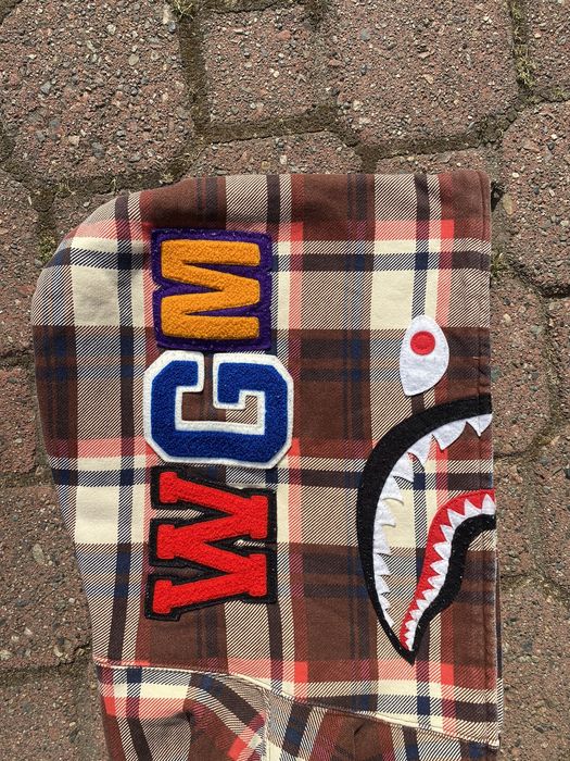 Bape 2008 a bathing ape plaid shark full zip hoodie nigo style | Grailed