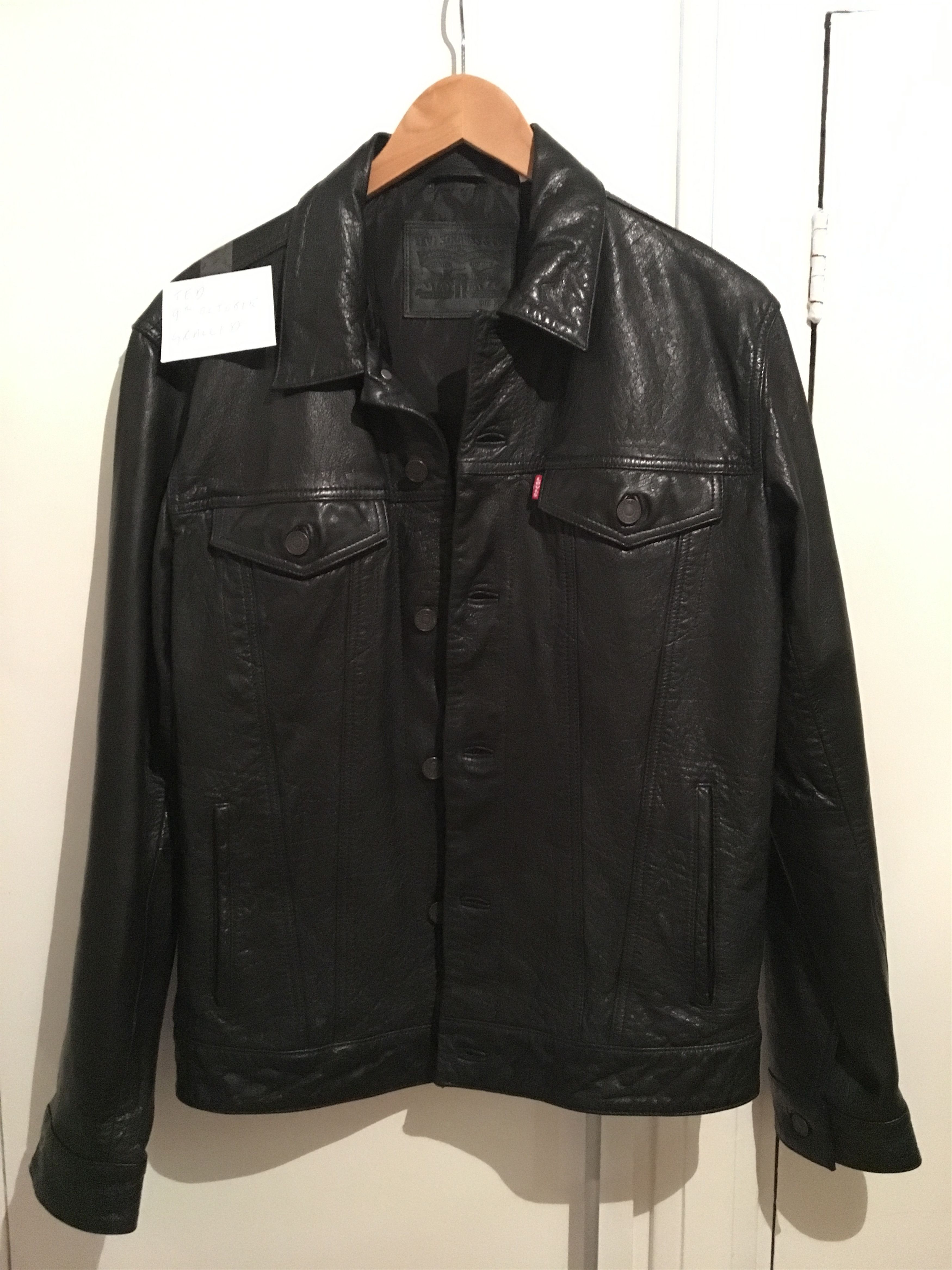 Levi's Black Buffalo Leather Trucker Jacket | Grailed Levi's Black Buffalo Leather Trucker Jacket | Grailed