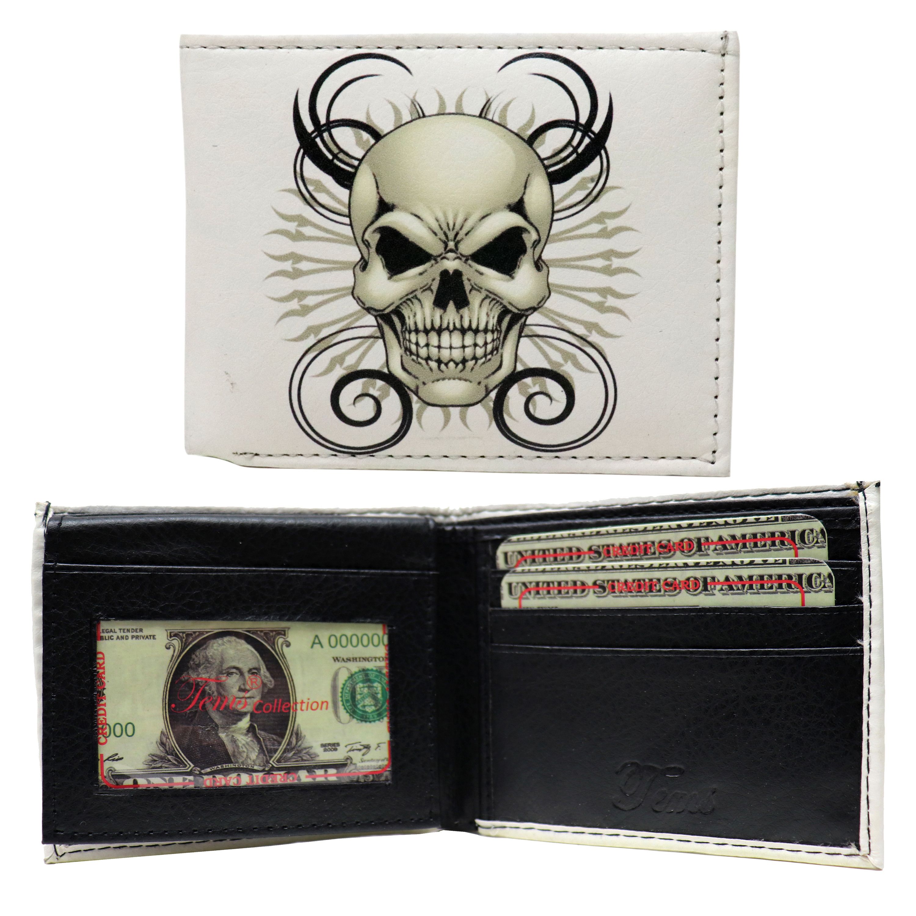 Other White Skull Head White Leather Bi-Fold Bifold Wallet | Grailed