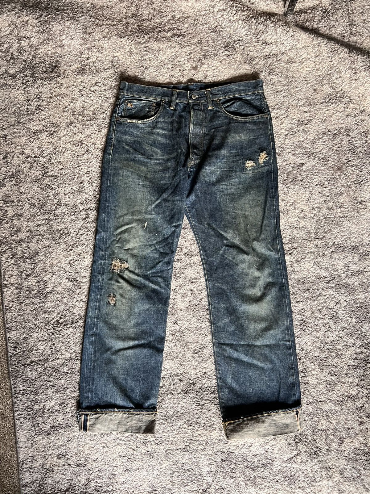 Ralph Lauren RRL Double R Patchwork Jeans | Grailed