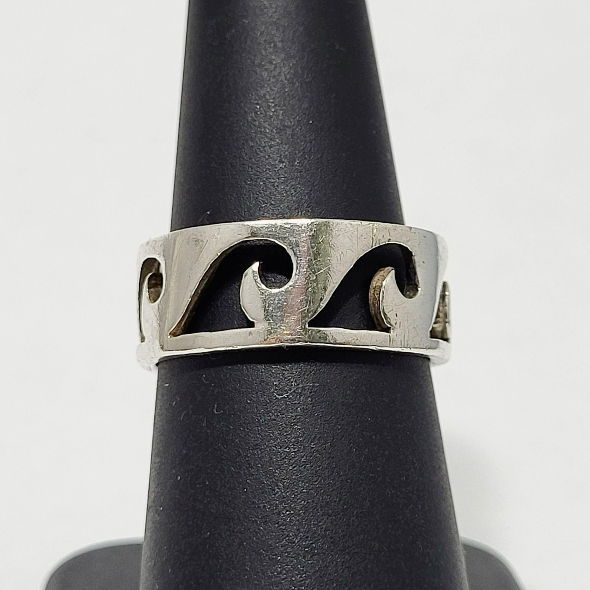 Jewelry Wide Band Cut Out Wave Pattern Sterling Silver Ring 7.5 | Grailed