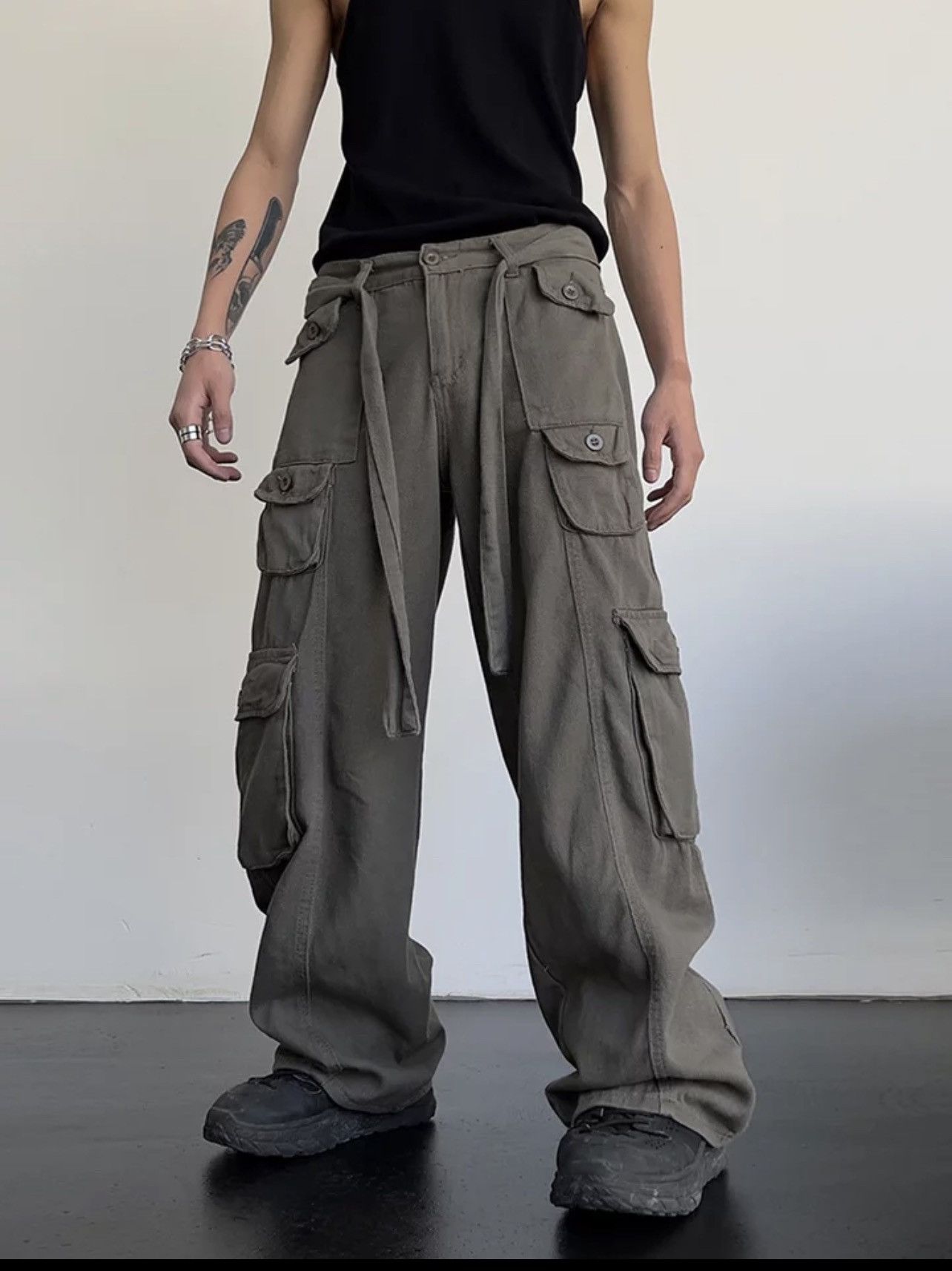 Custom × Streetwear × Vintage Baggy Punk Cargo OD Jeans | Grailed