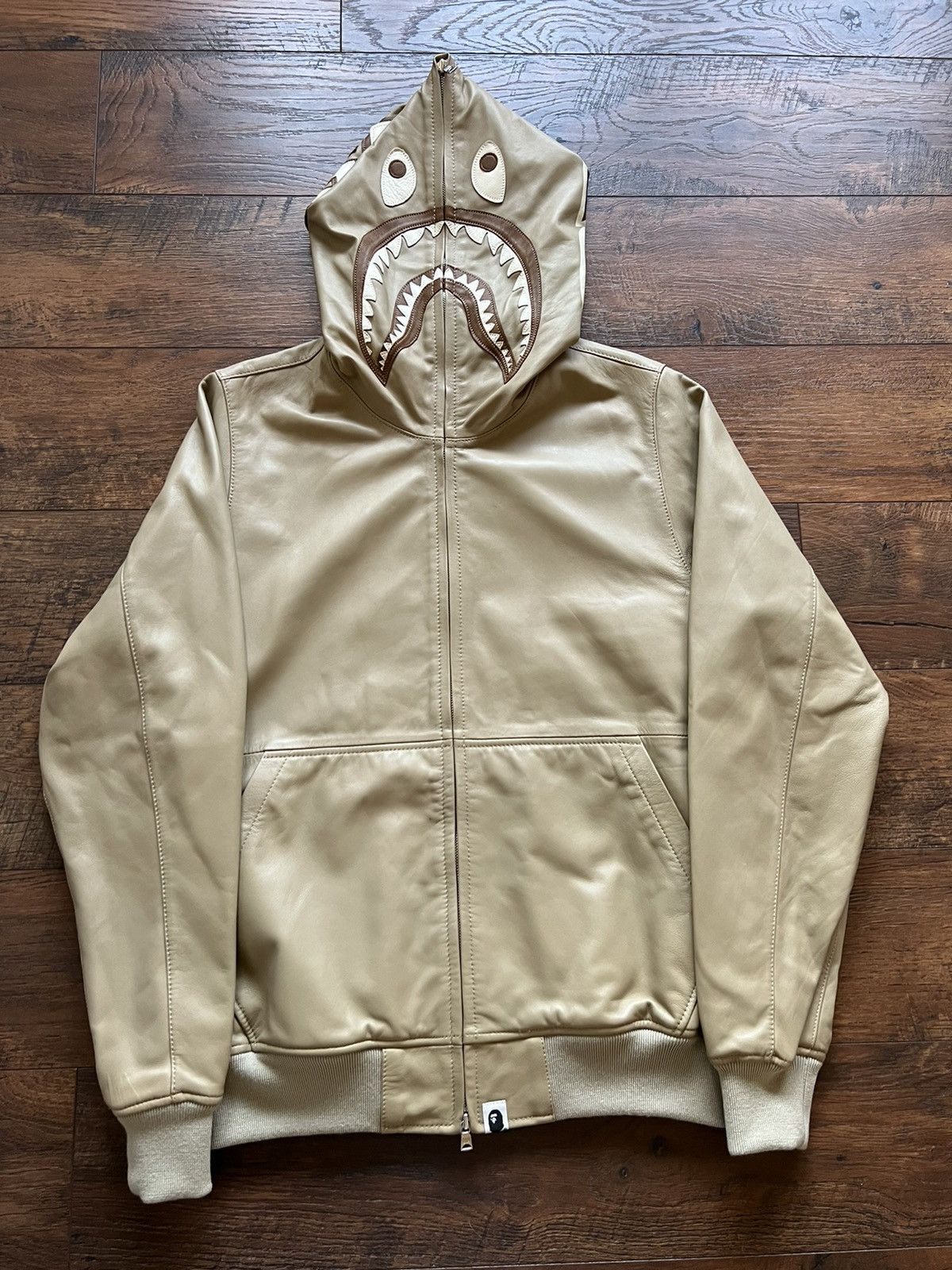 Bape 1/100 2008 Bape sheepskin leather shark jacket archive rare | Grailed