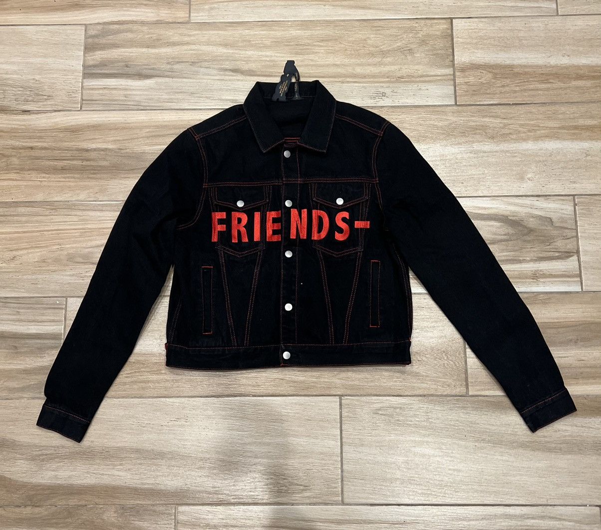 Vlone *BRAND NEW* VLONE Red/Black Denim FRIENDS Jacket Size Large | Grailed