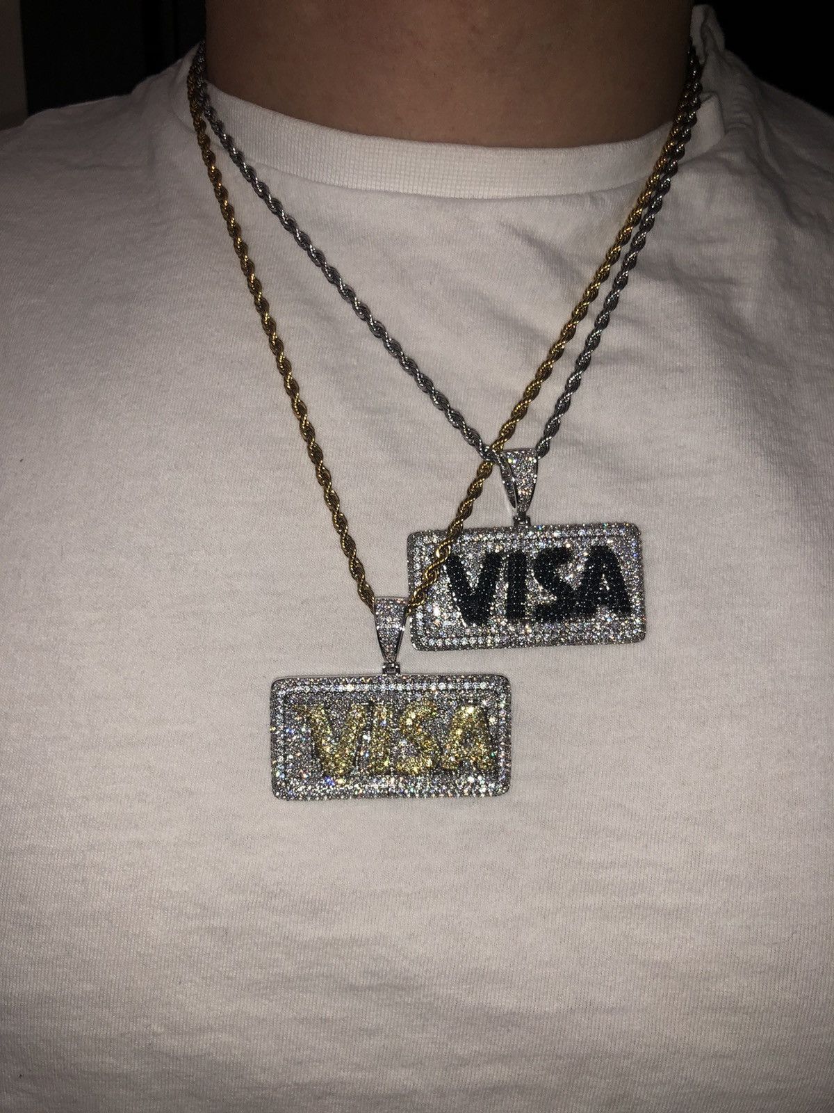 Chain × Gold Chain × Jewelry Iced Out Diamond VISA Pendant Diamond ...