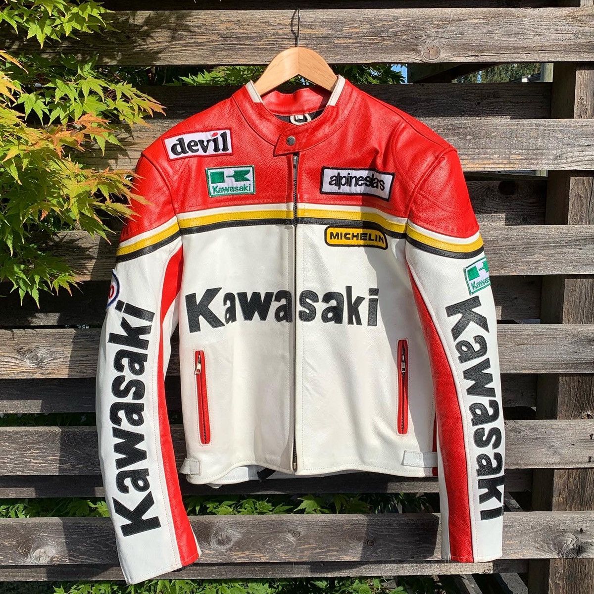 Japanese Brand × Racing × Vintage Vintage Kawasaki Leather Racing ...
