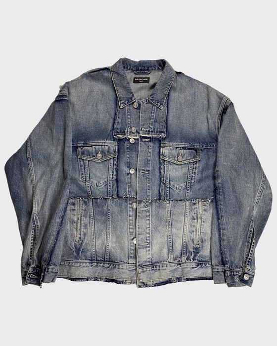 Balenciaga Cut up distressed oversized denim jacket in blue | Grailed