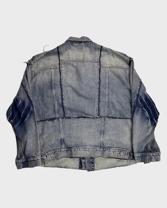 Balenciaga Cut up distressed oversized denim jacket in blue | Grailed