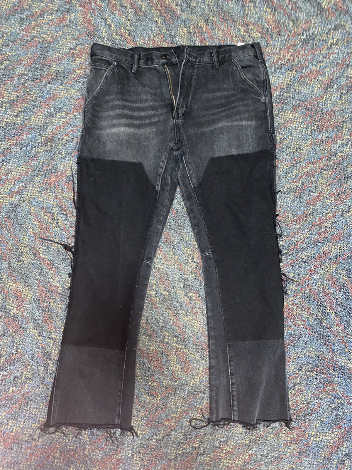 MNML × Streetwear × Vintage MNML DOUBLE KNEE FLARED DENIM 34x32 | Grailed