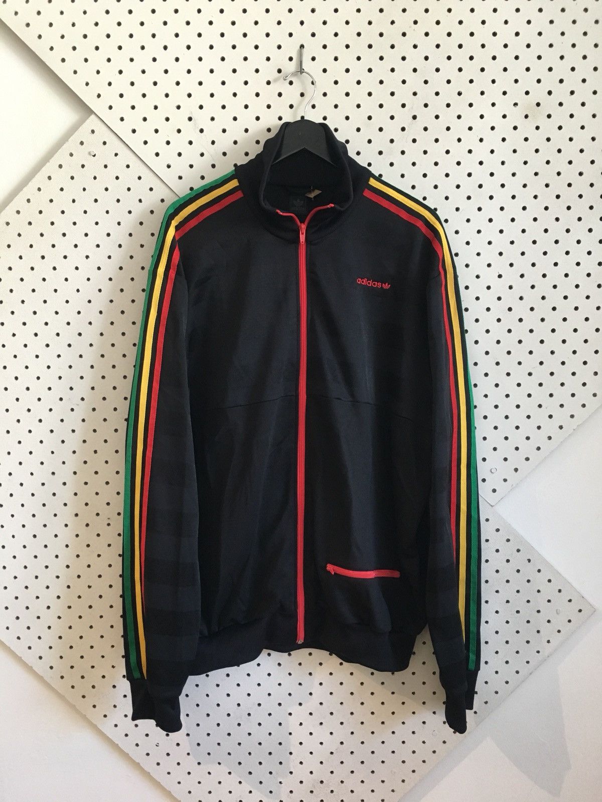 Adidas × Vintage vintage adidas rasta rastafarian black track jacket xl ...