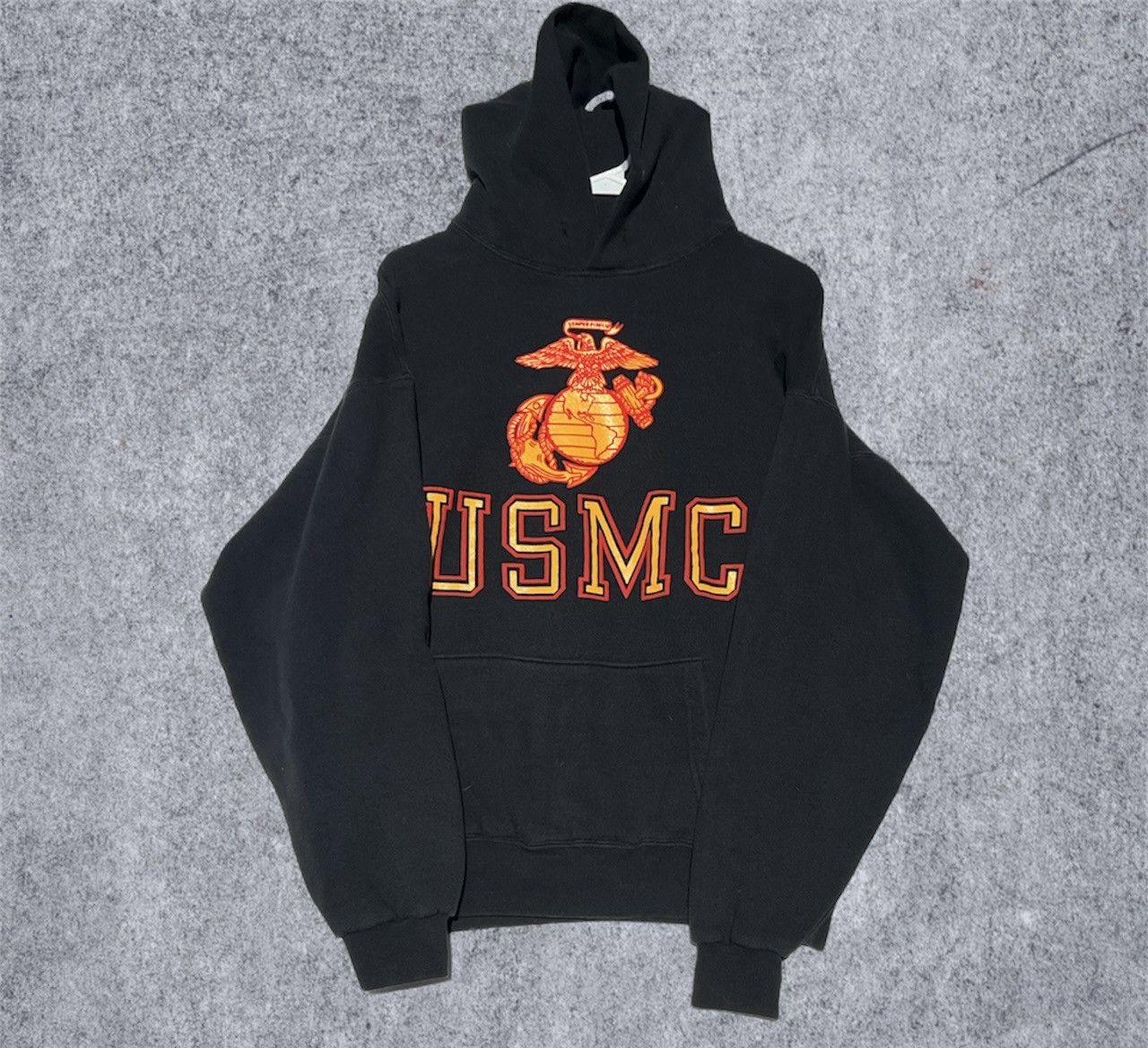 Military × Usmc × Vintage Vintage USMC Army Puff Print Hoodie | Grailed