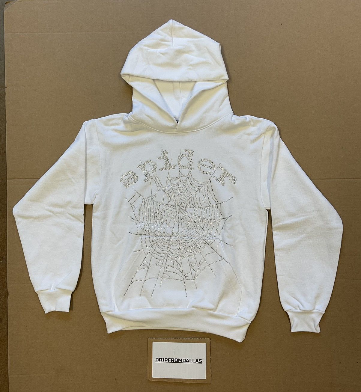 Spider Worldwide Sp5der Rhinestone Logo Hoodie White (medium) | Grailed