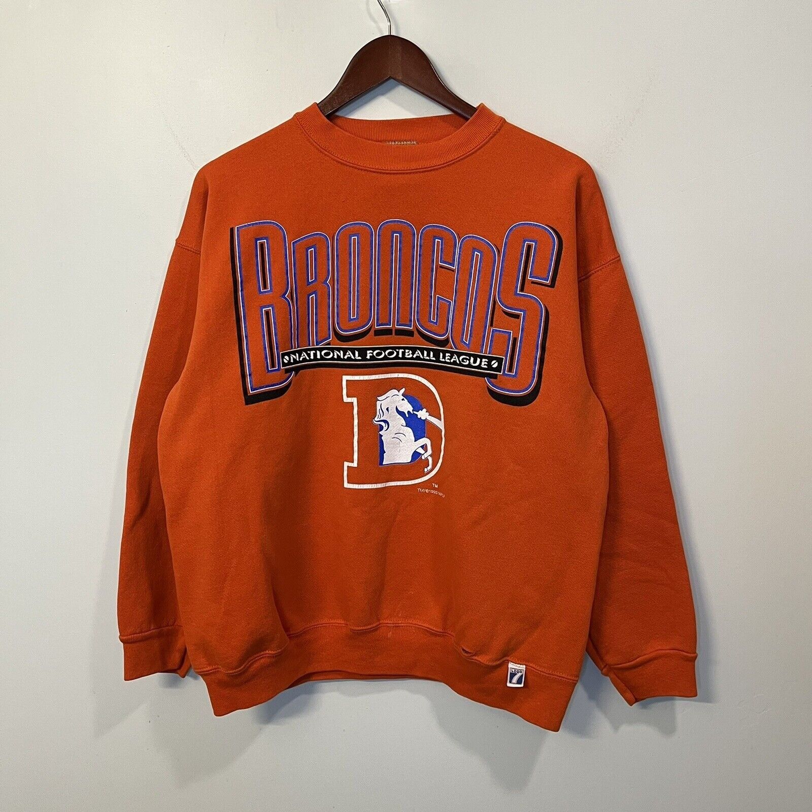 Vintage Vintage 80s Logo 7 Denver Broncos Orange Crewneck Sweater | Grailed