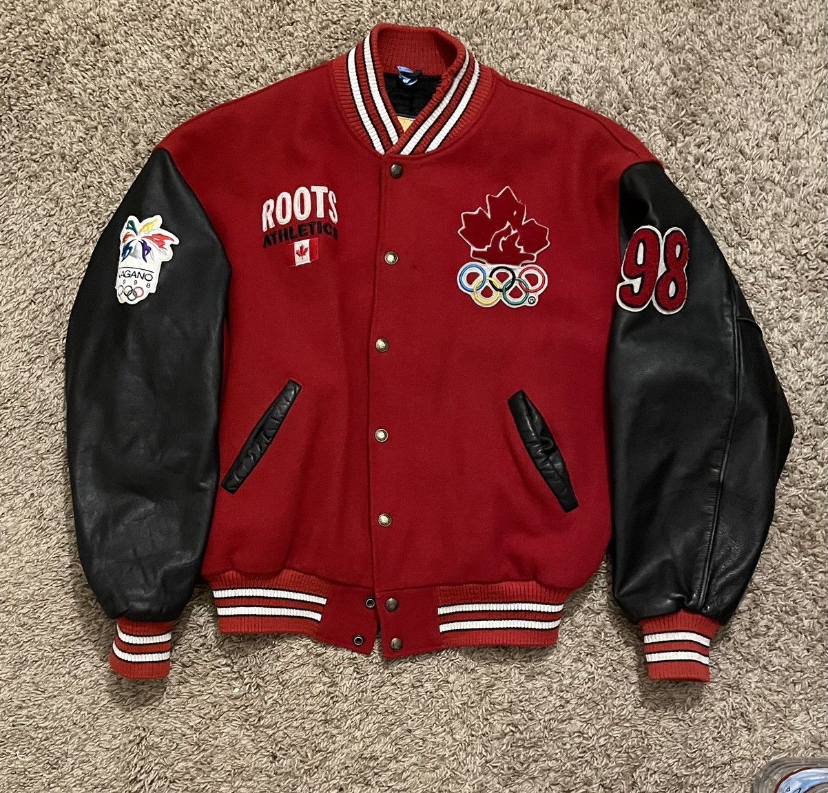 Roots EXTREMELY RARE 1998 Canada x Roots Olympics Letterman Jacket ...