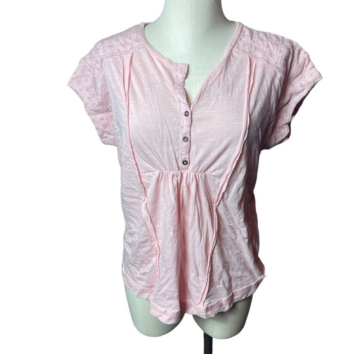 Target Basics Knox Rose Light Pink Empire Boho Hippie Short Sleeve Top siz | Grailed