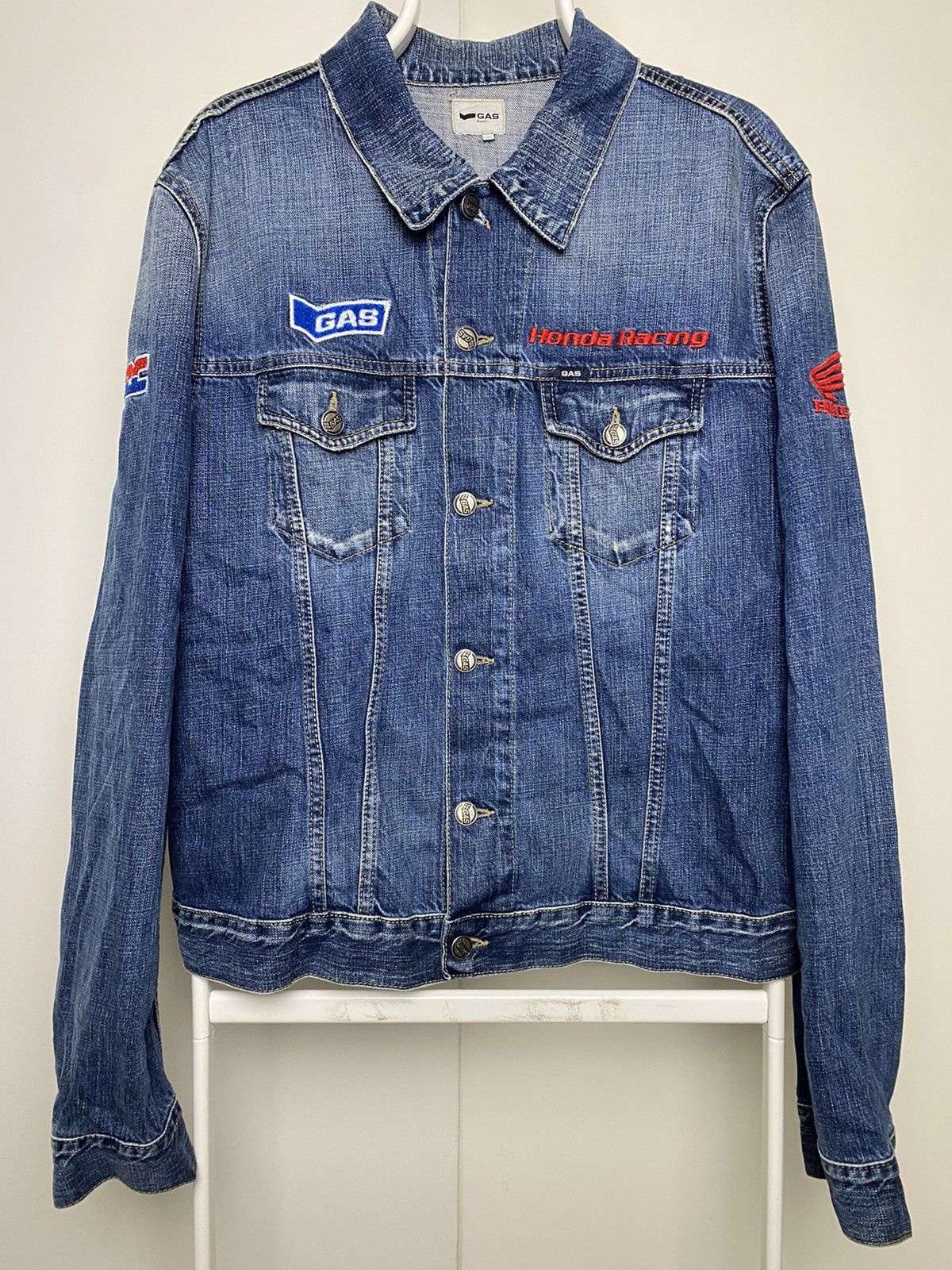 Honda × Racing × Vintage Honda vintage blue denim jacket racing Gas ...