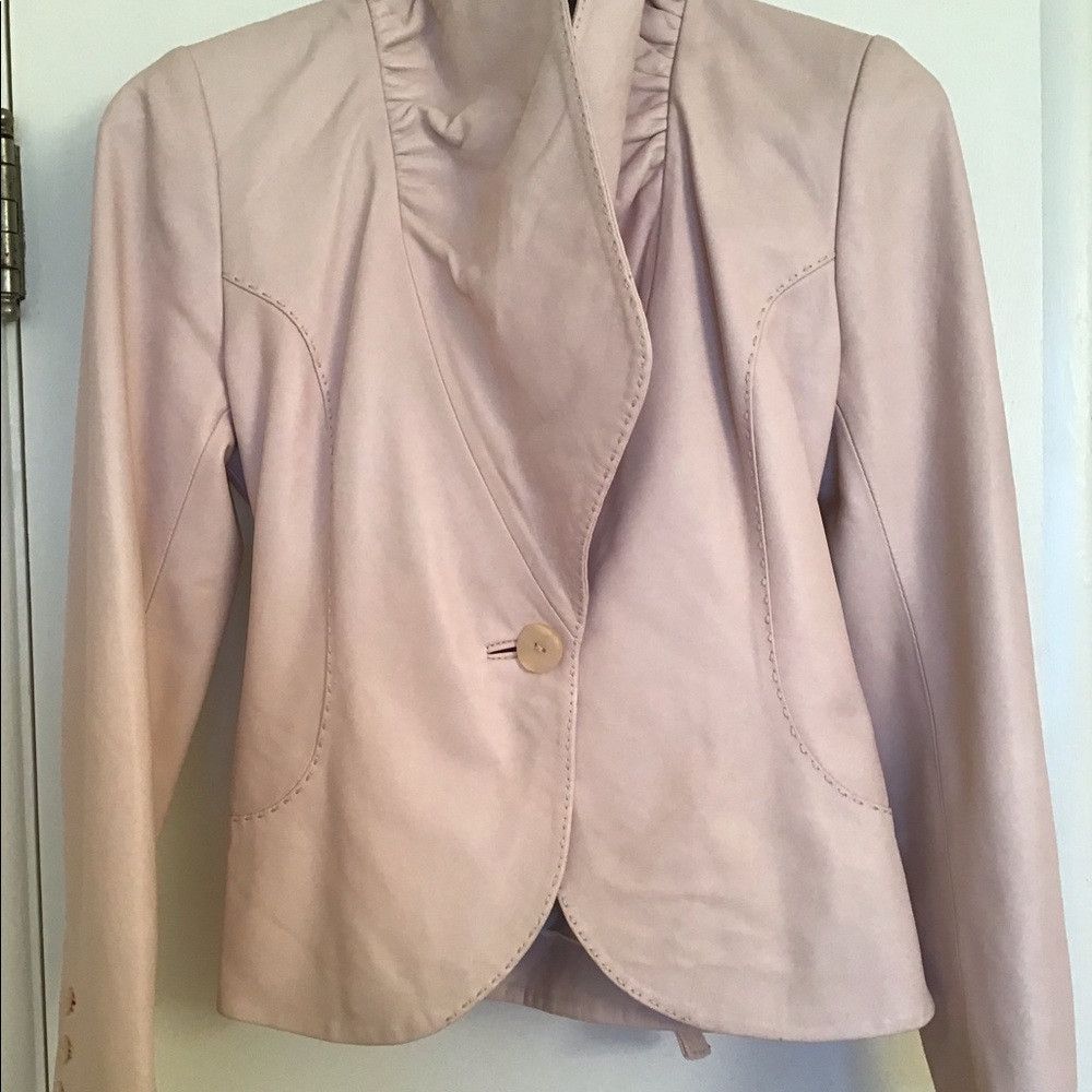 Balmain Rare Balmain Paris light pink leather jacket with belt | Grailed