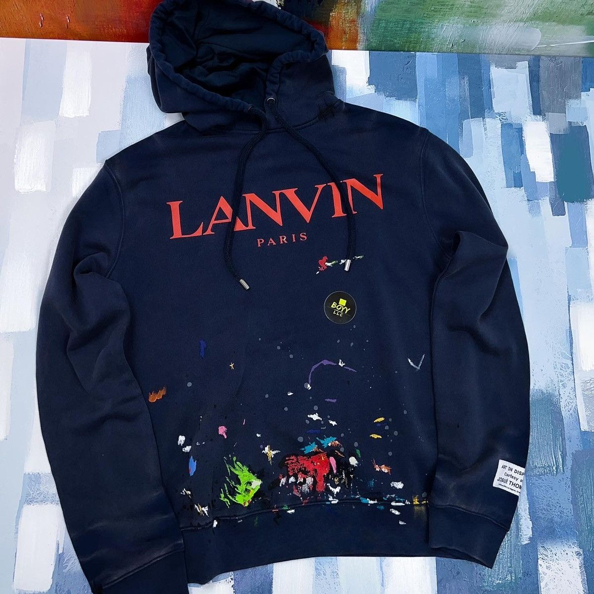 Lanvin Paint splatter logo hoodie | Grailed