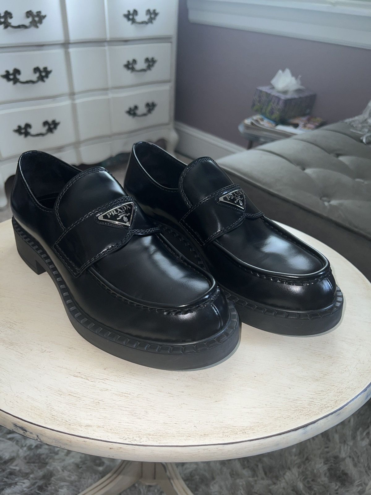 Prada Prada Chocolate Brushed Leather Loafers | Grailed