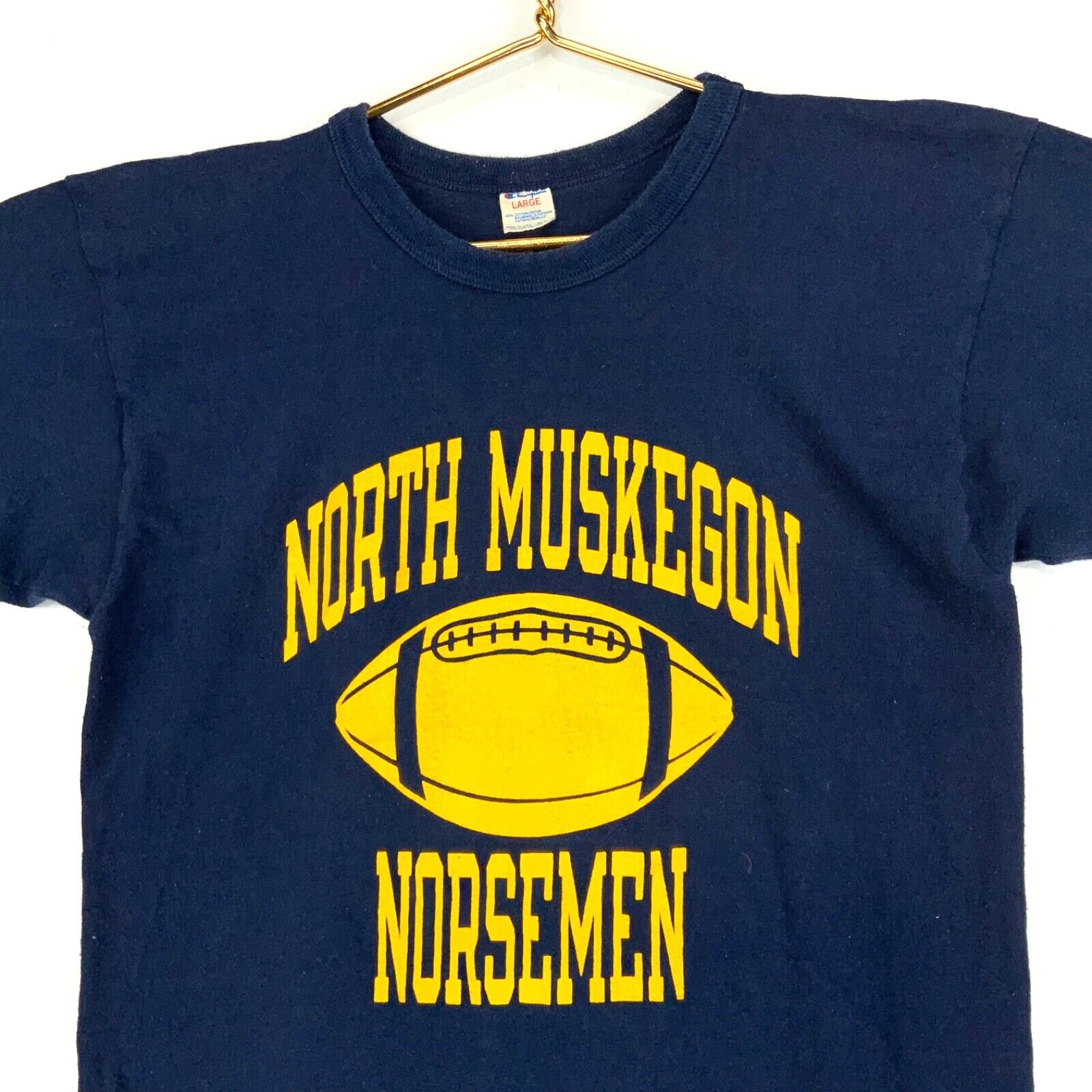 Champion Vintage North Muskegon Norsemen Champion T-shirt Large Blue ...