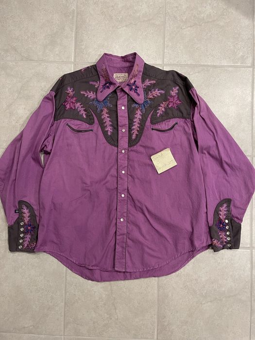 Vintage 1970s Ranch Shirt Embroidered Cowboy Button Up Shirt | Grailed