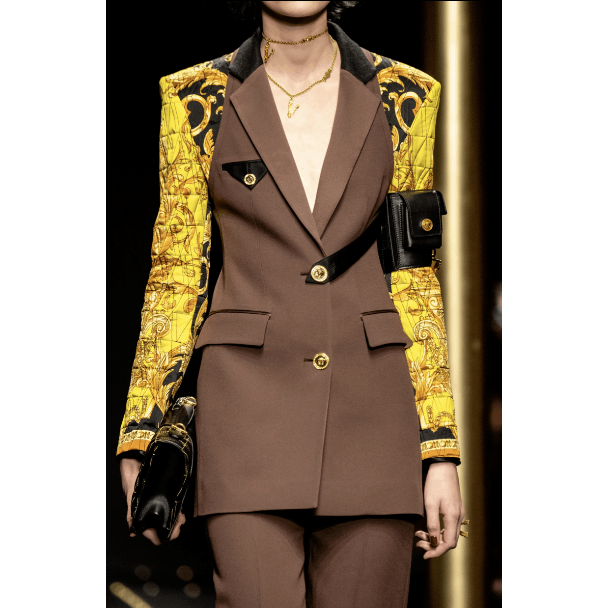 Versace new VERSACE 2019 Runway black gold Medusa multipocket harness ...