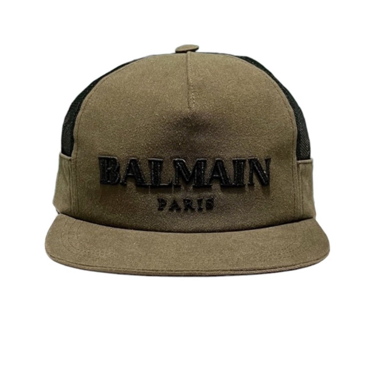 Balmain Balmain Paris Logo Army Green Mesh Cotton Trucker Hat Cap | Grailed