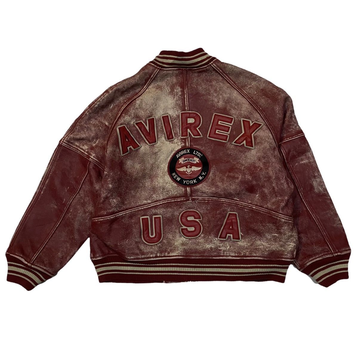 Avirex × Avirex Varsity Jacket Rare Color!!! Vintage Avirex USA Varsity Leather Jacket | Grailed