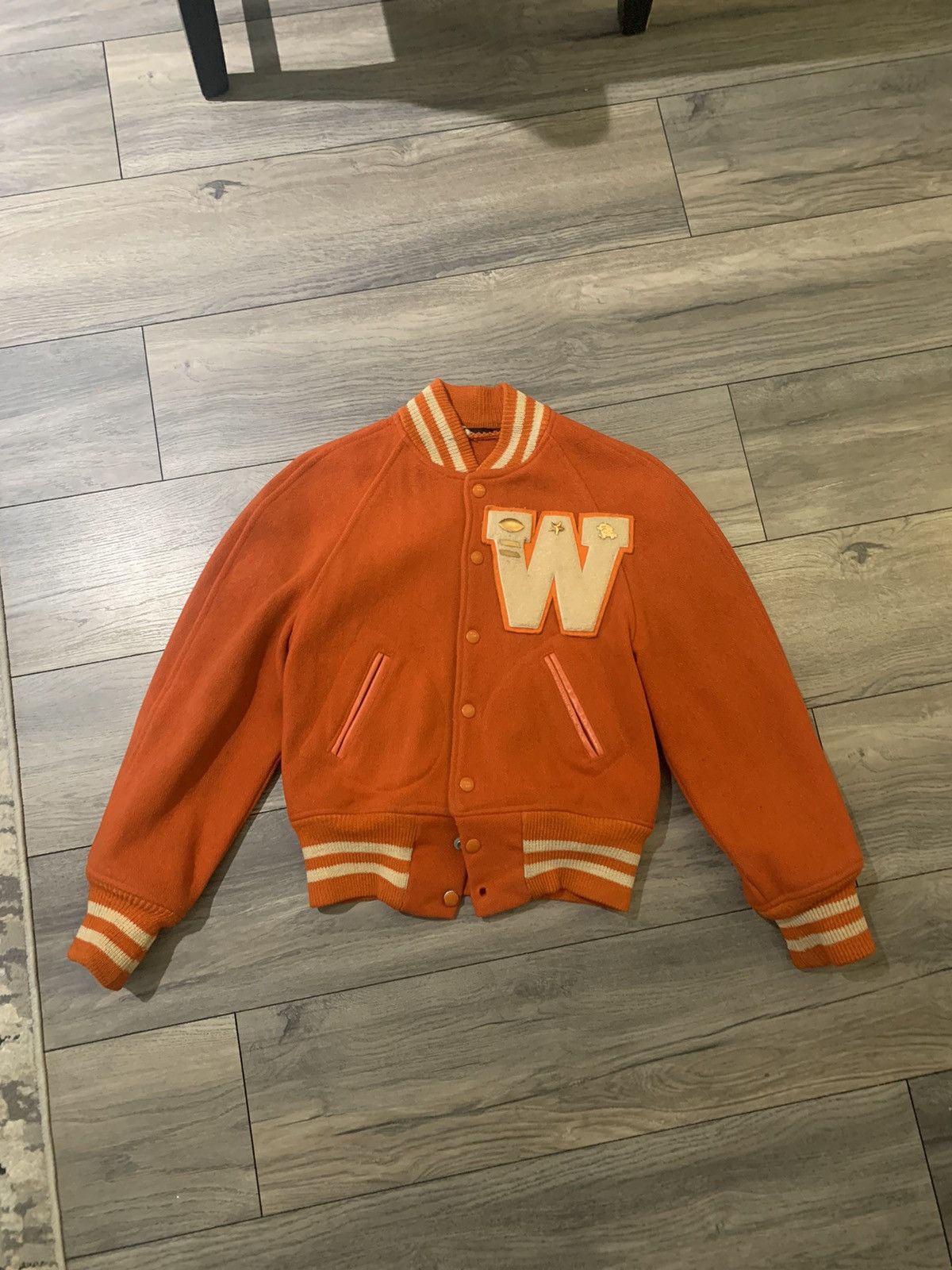 Vintage Vintage Orange Letterman jacket | Grailed