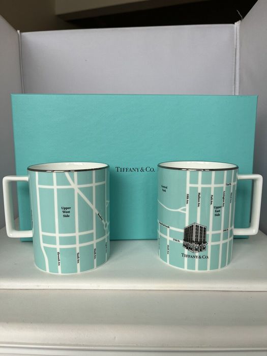 Tiffany & Co. Tiffany And Co Manhattan New York Map 2 Mugs Tea Cup Bone ...